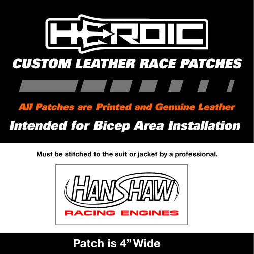 HEROIC Printed Leather Patch - HANSHAW - Arm 4" – HEROIC Racing Apparel
